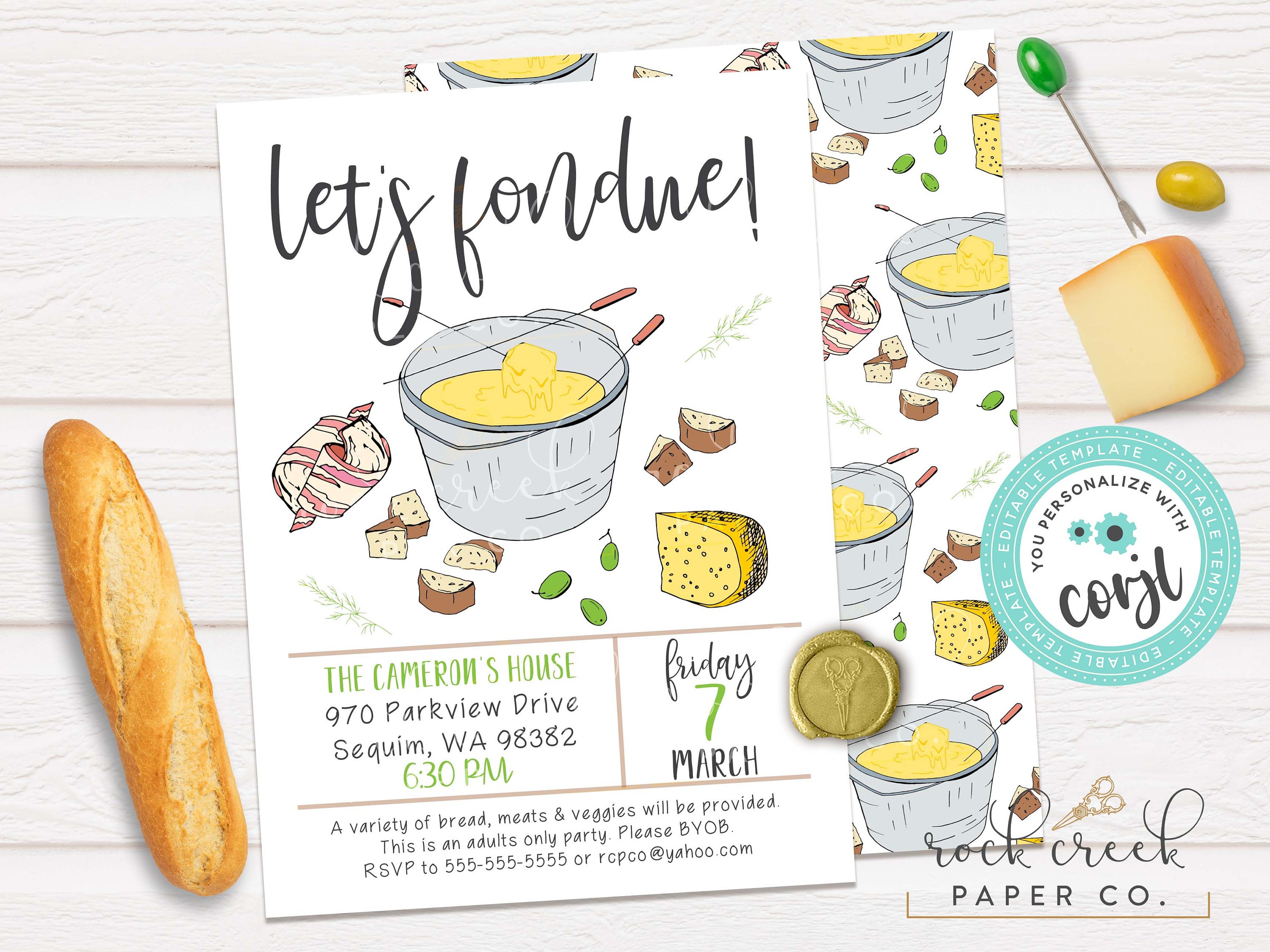 Fondue Party Invitation: Editable Party Template (digital Download) - Etsy