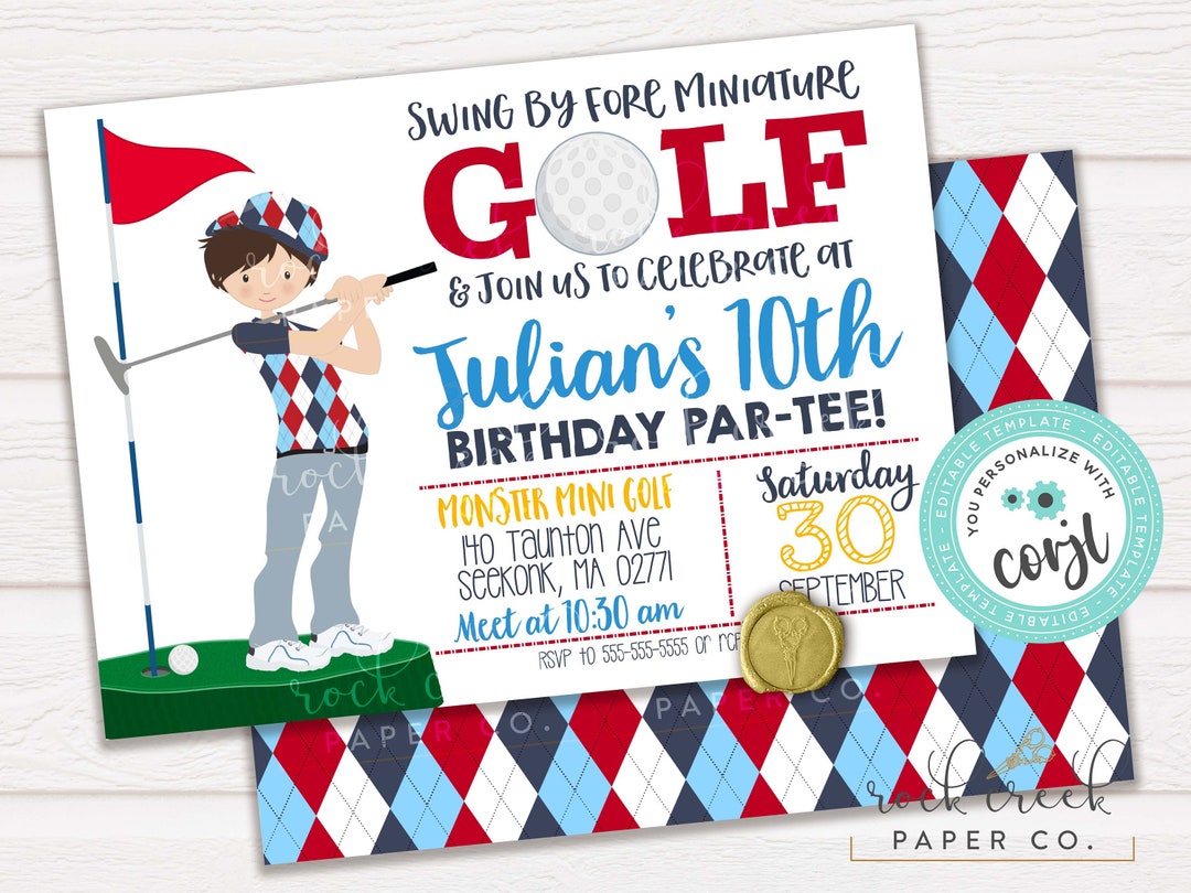 Miniature Golf Birthday Invitation, Putt Putt Party, Golf Birthday ...