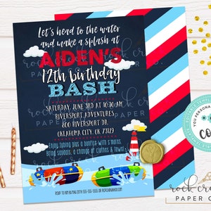 Inner Tubing Birthday Invitation, Float Birthday Invitation, River ...