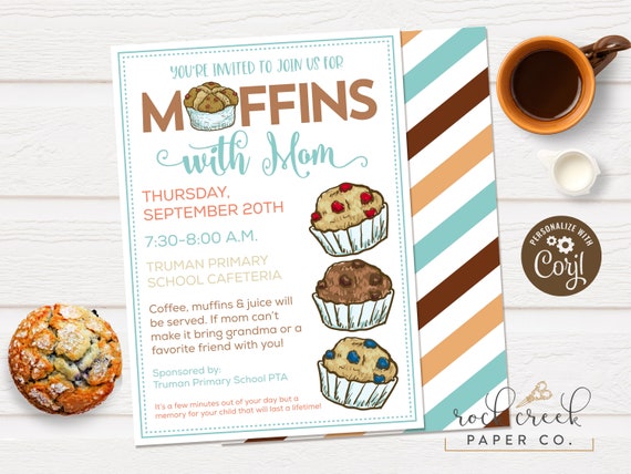 Muffins with Mom Invitation, Muffins with Friends Invitation, Muffin ...