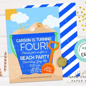 Sand Pail Birthday Invitation, Beach Birthday Party, Swim Party, Lake ...