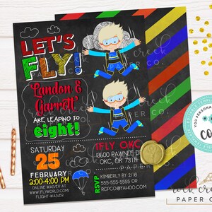 Ifly Skydiving Twins Boys Invitation, Ifly Birthday Invitation, Indoor ...