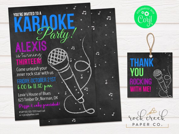 Karaoke Birthday Invitation, Lip Sync Party, Karaoke Welcome Sign ...