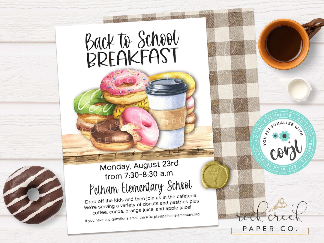 Back to School Breakfast Invitation, Boohoo Yahoo Breakfast, PTA School ...