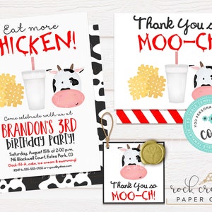 Eat More Chicken Birthday Invitation: Editable Party Templates (instant ...