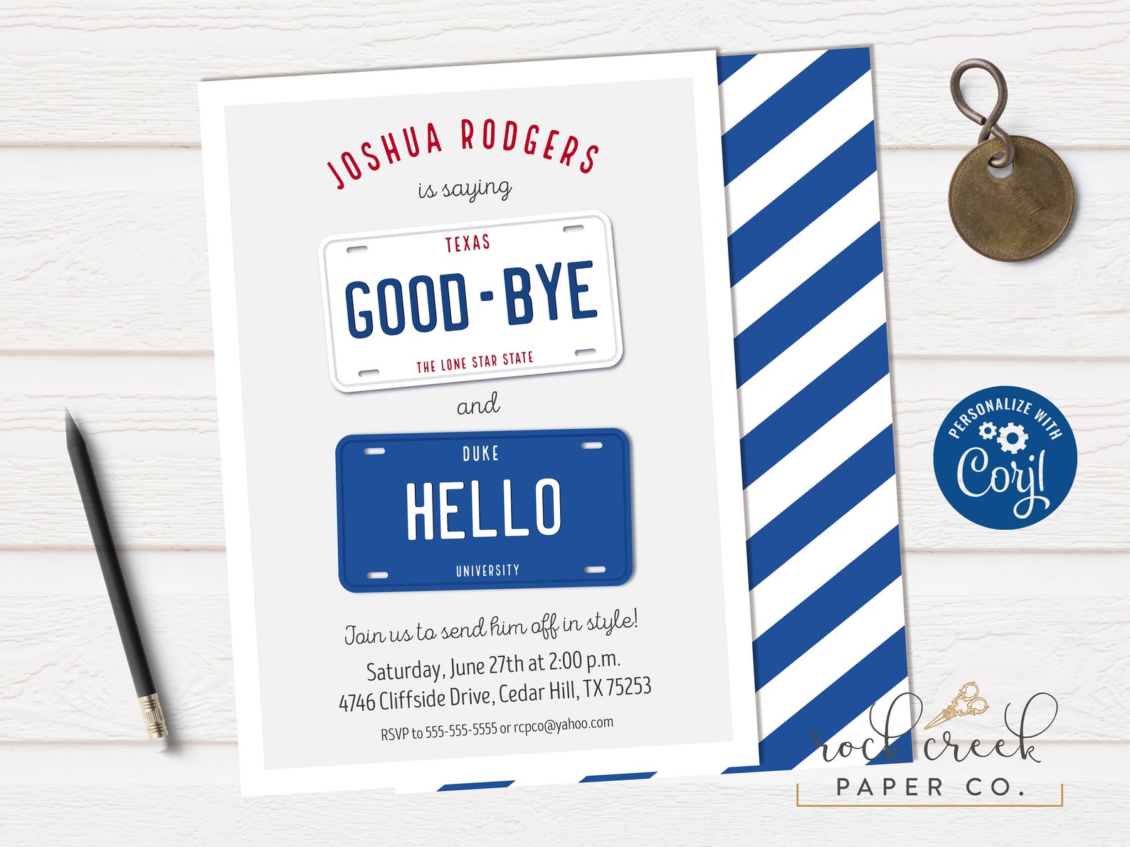 License Plate College Send off Invitation Going Away Party - Etsy