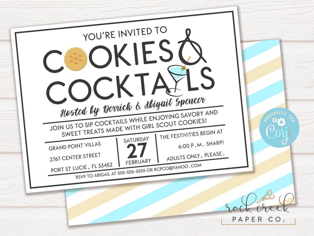 Cookies & Cocktails Invitation Cookies and Wine Pairing - Etsy