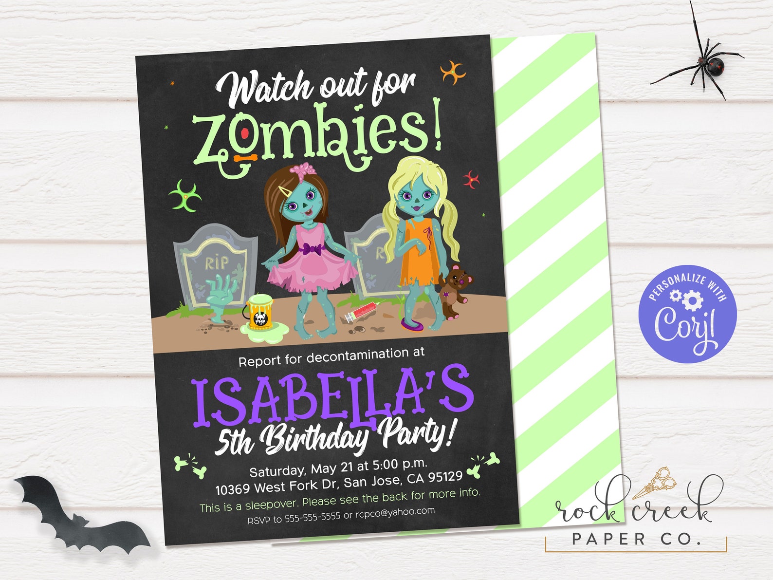 Zombie Birthday Invitation Zombie Boy Invitation Zombie Girl - Etsy