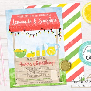 Lemonade Stand Birthday Invitation, Lemonade Party, Lemonade Birthday ...