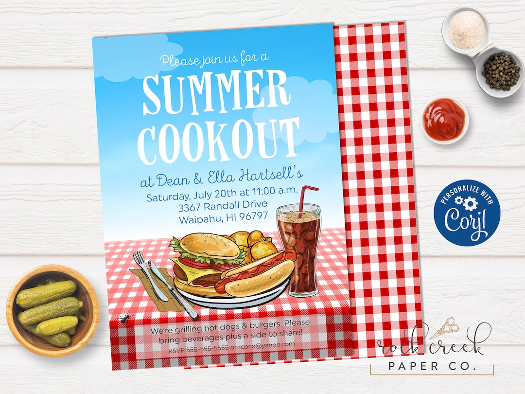 Summer Cookout Invitation Country Barbecue Invitation Bbq - Etsy