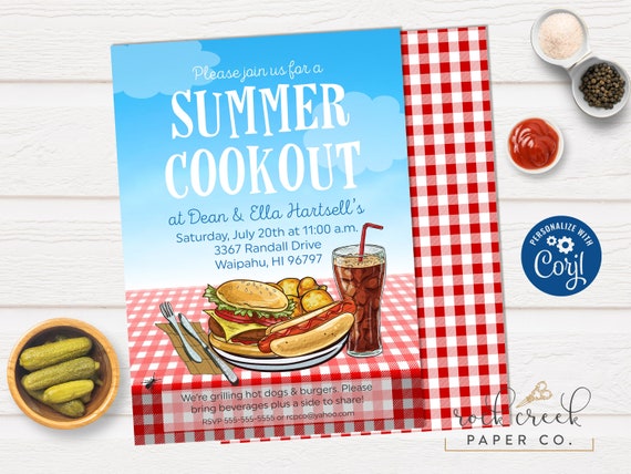 Summer Cookout Invitation Country Barbecue Invitation BBQ - Etsy