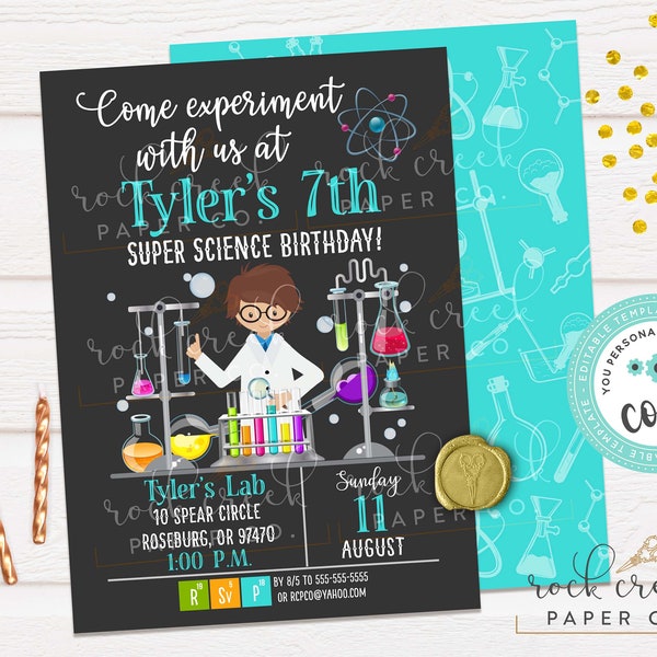 Science Birthday Invitation - Etsy