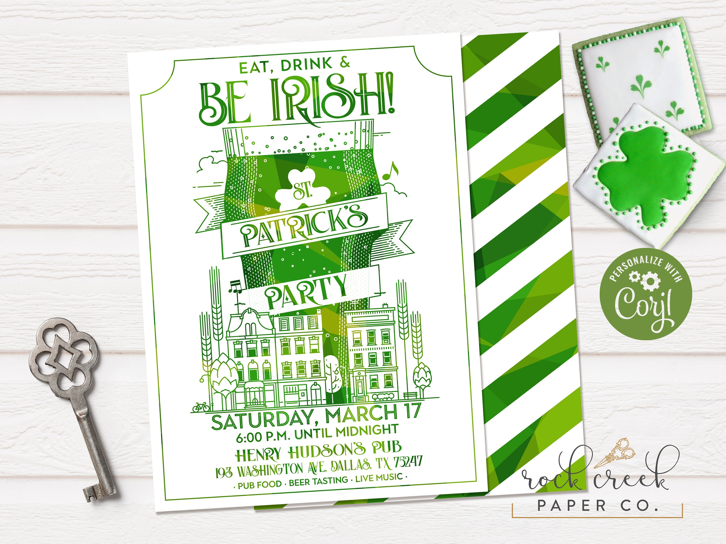 St Patrick's Party Invitation Eat Drink and Be Irish Invitation ...