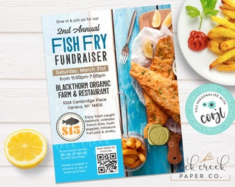 Editable Fish Fry Fundraiser Flyer Red Template Printable 8.5x11 ...