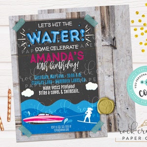 Wakeboarding or Waterskiing Birthday Invitation: Editable Party ...