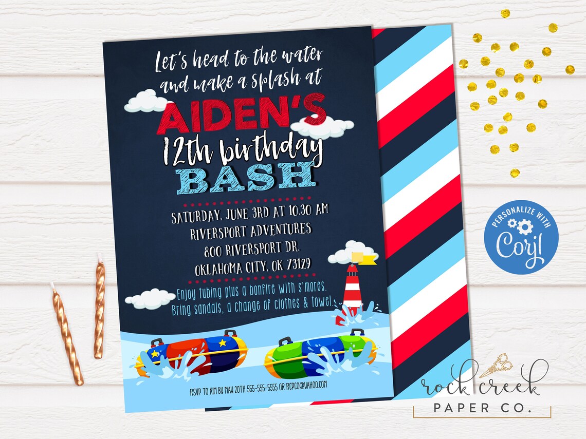 Inner Tubing Birthday Invitation Float Birthday Invitation | Etsy