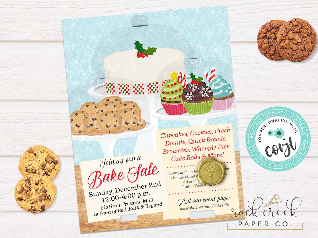 Christmas Bake Flyer Template: Editable Holiday Design (instant ...