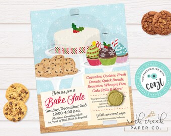 Holiday Bake Sale Flyer Editable Christmas Fundraiser Flyer - Etsy
