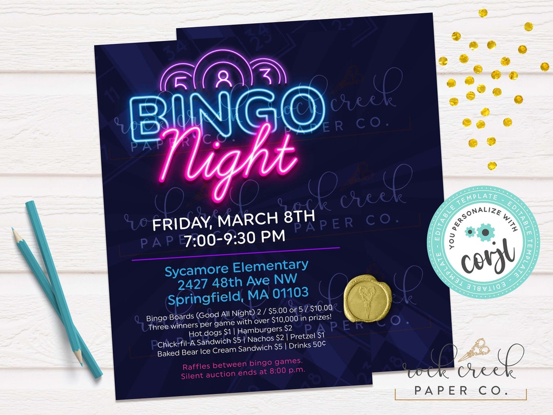 Bingo Night Invitation: Editable Event Flyer (instant Download) - Etsy