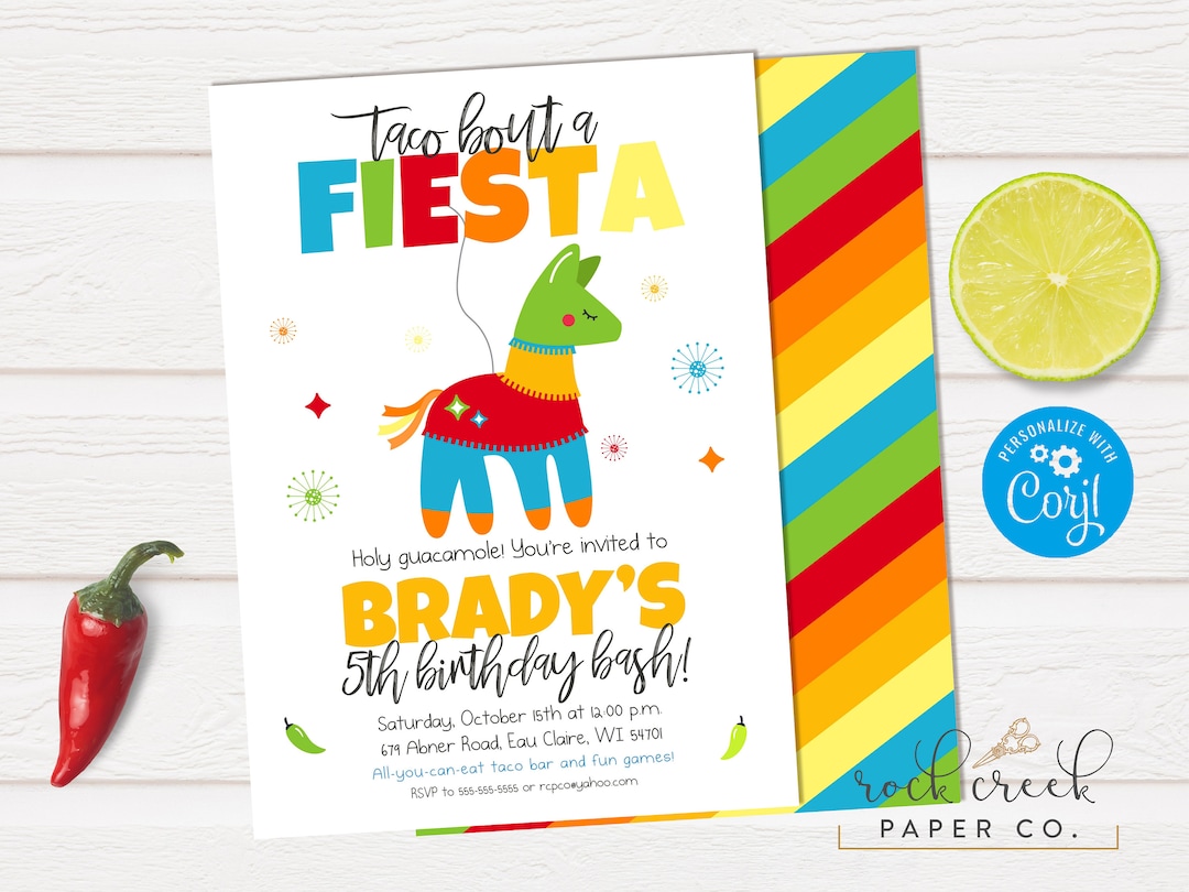 Llama Pinata Birthday Invitation Mexican Fiesta Party Fiesta - Etsy