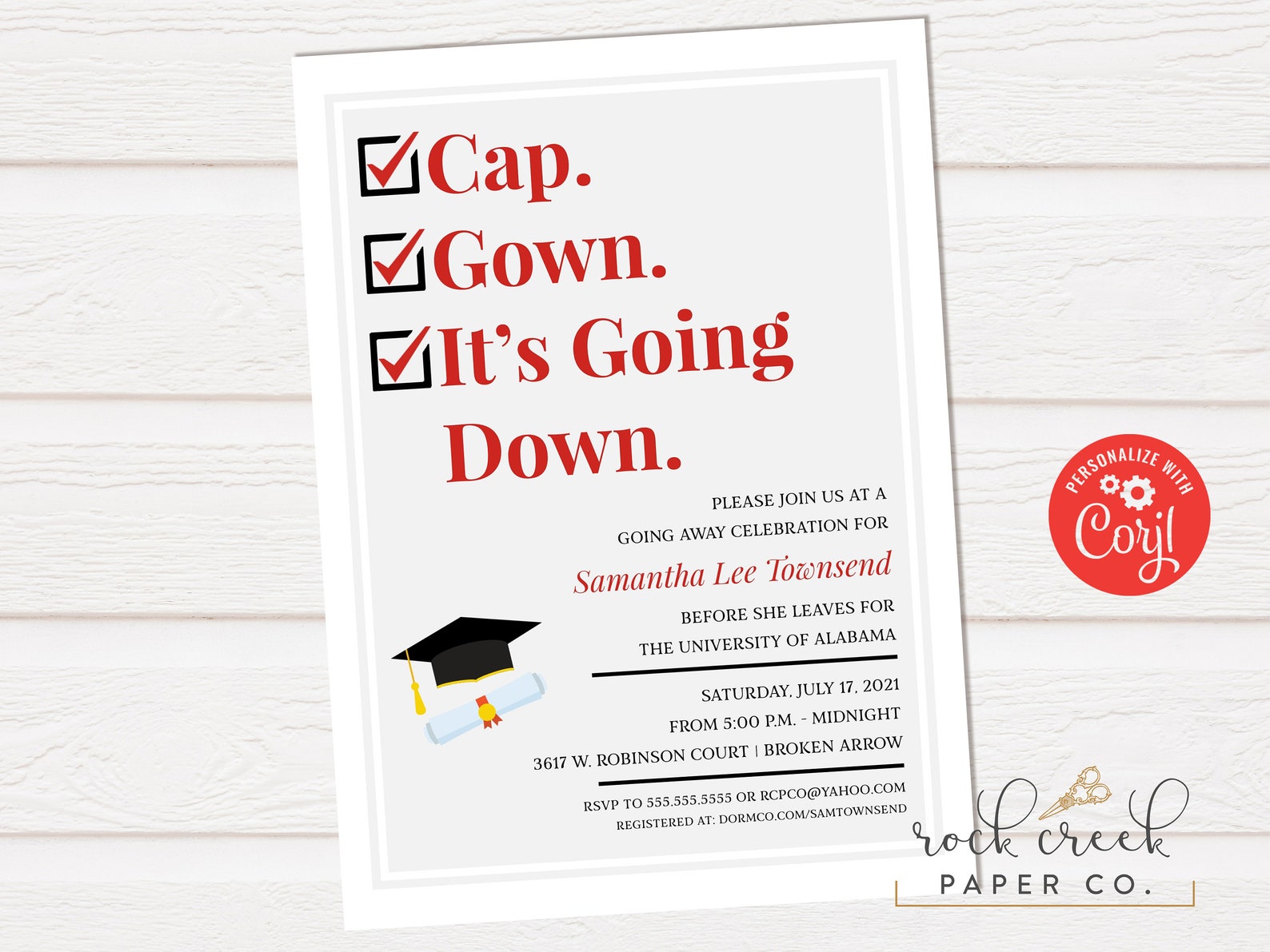 Cap & Gown College Send off Invitation Going Away Party - Etsy Australia