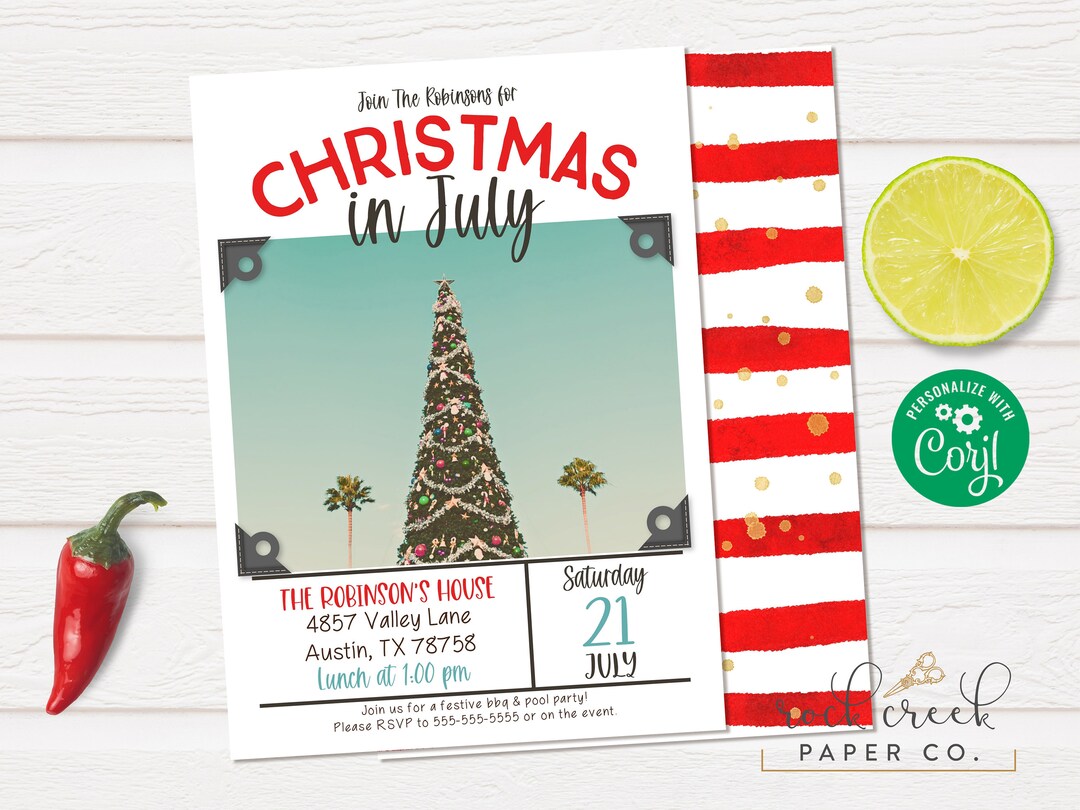 Christmas in July Party Invitation Summer Christmas Party - Etsy