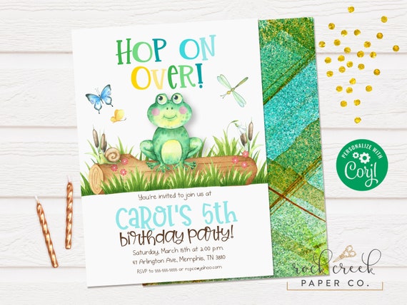 Frog Watercolor Invitation, Frog Party, Frog Birthday Party, Frog Hang ...