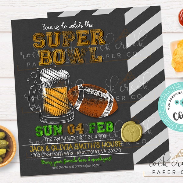 Super Bowl Watch Party Template - Etsy