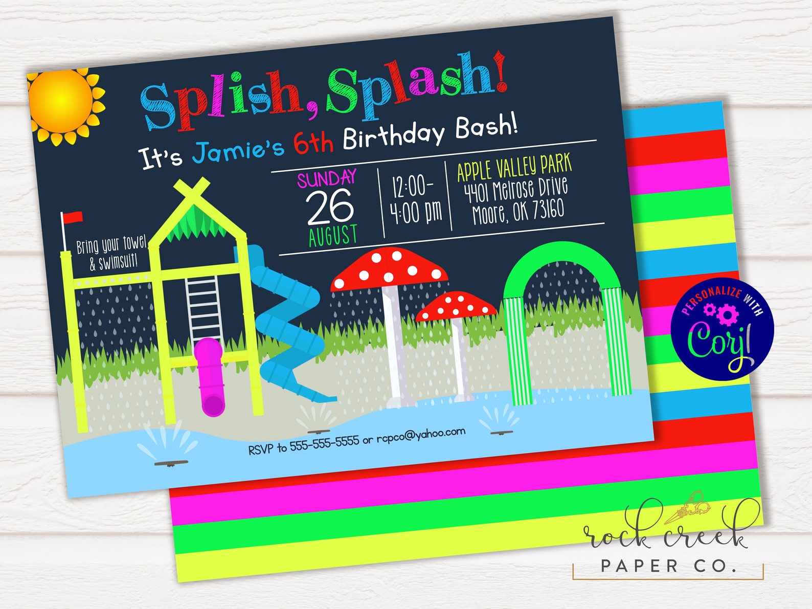 Splash Pad Birthday Party Invitation Water Slide Invitation | Etsy