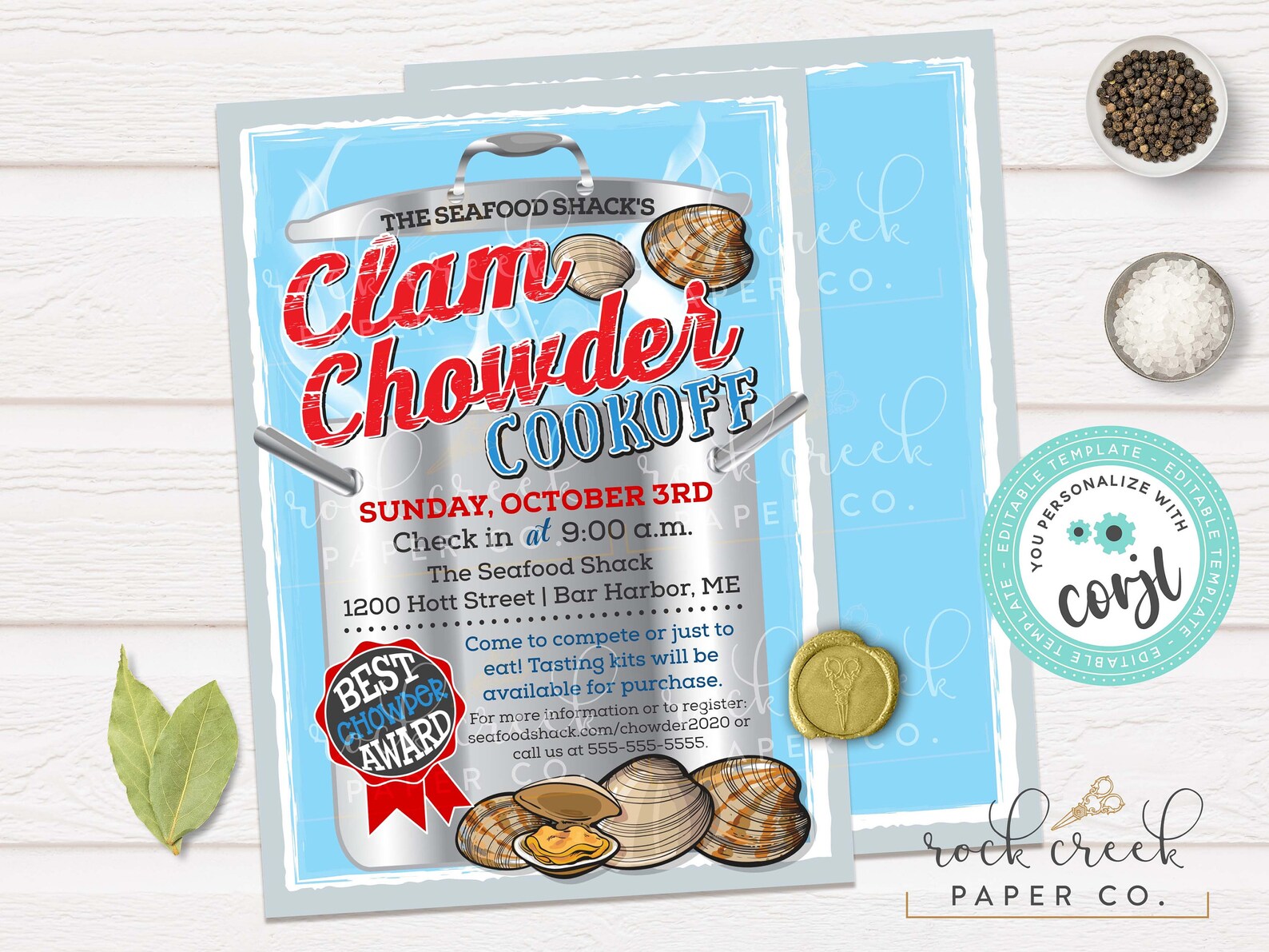 Clam Chowder Cookoff Invitation, Clam Chowder Competition, Chowder Cook ...