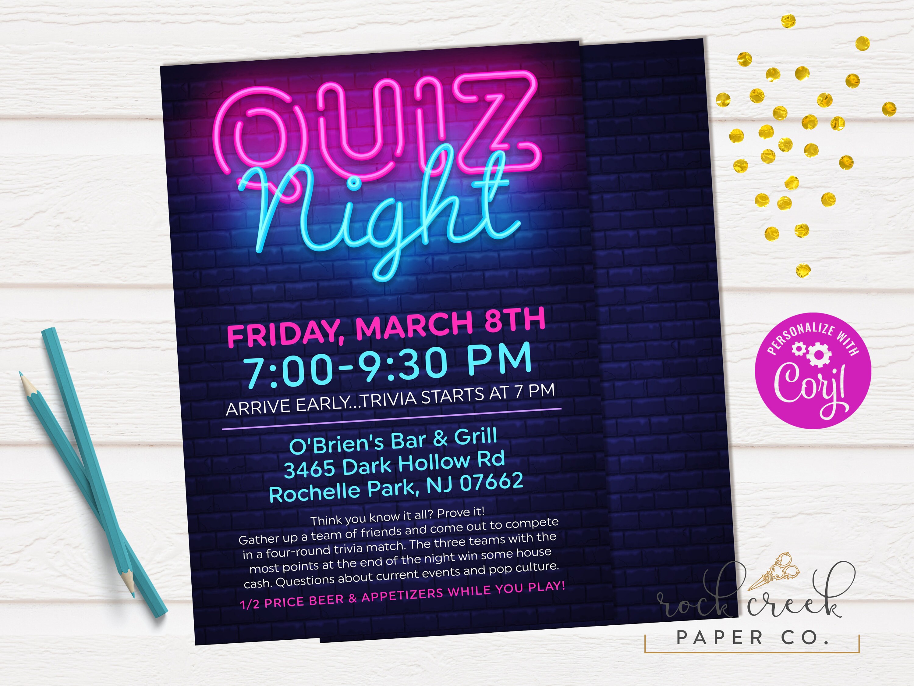 Trivia Night Invitation Quiz Night Invitation Pub Quiz | Etsy