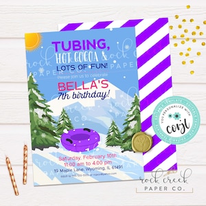 Snow Tubing Birthday Invitation: Editable Party Template (instant ...