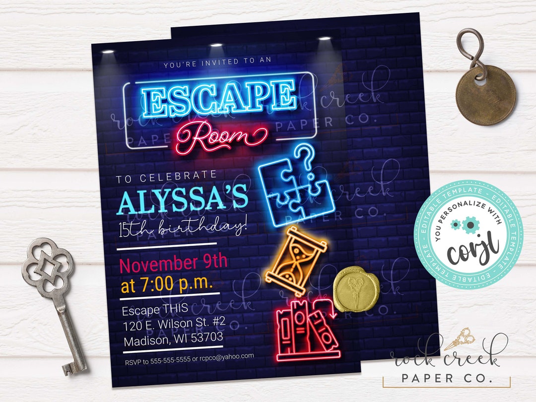 Escape Room Birthday Invitation, Puzzle Room Party, Riddle Room Invite ...
