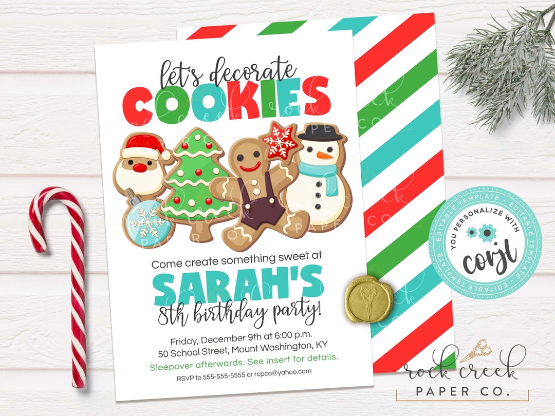 Christmas Cookie Decorating Invitation: Editable Party Template ...