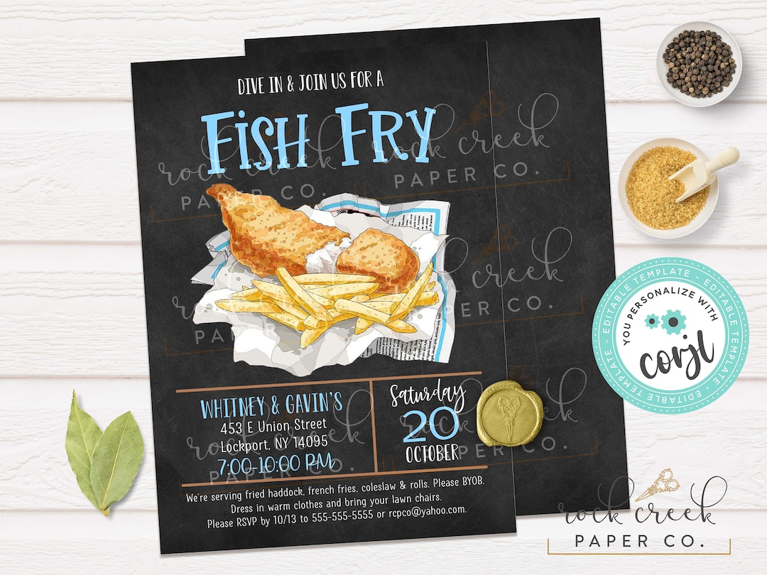 Fish Fry Invitation: Editable Dinner Party Template (digital Download ...