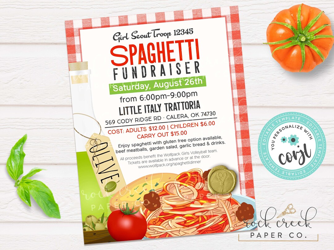 Spaghetti Dinner Invitation, Spaghetti Fundraiser, Spaghetti Dinner ...