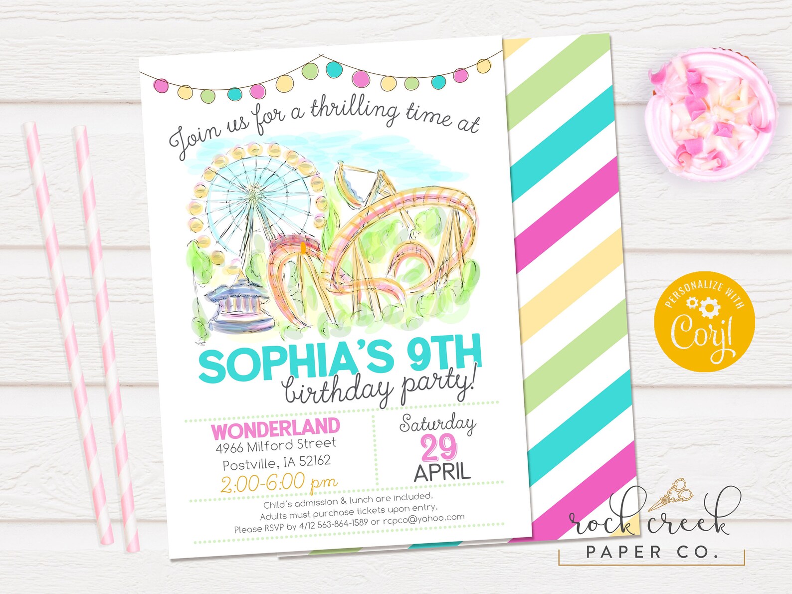 Amusement Park Birthday Invitation Theme Park Party - Etsy