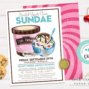 Ice Cream Sundae Invitation: Editable Party Template (digital Download ...