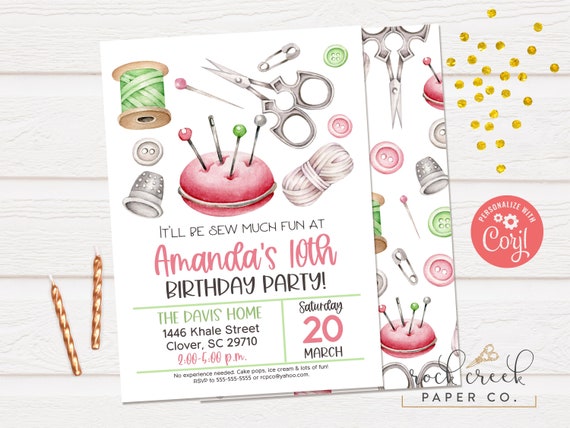 Sewing Invitation, Sewing Party, Crochet Invitation, Sewing Birthday ...