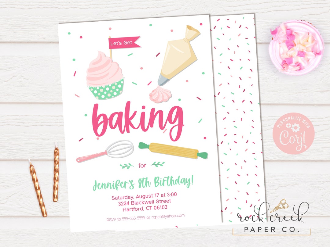 Baking Party Invitation Baking Birthday Invitation Cupcake - Etsy