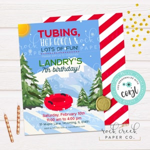 Snow Tubing Birthday Invitation: Editable Party Template (instant ...