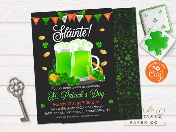 St Patrick's Party Invitation Eat Drink and Be Irish Invitation ...