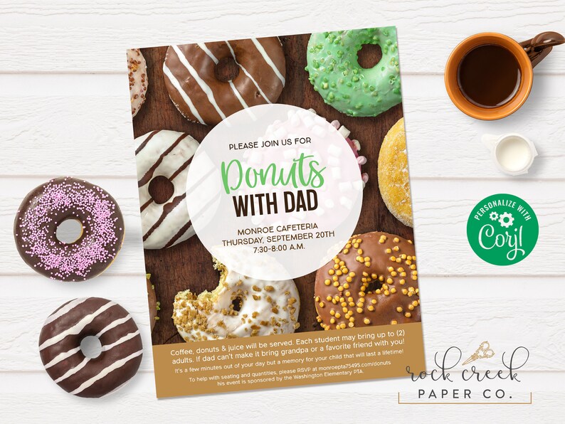Donuts With Dad Flyer Donut Breakfast Invitation Donut - Etsy