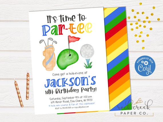 Golf Par-Tee Birthday Invitation, Golfing Party, Putt Putt Party ...