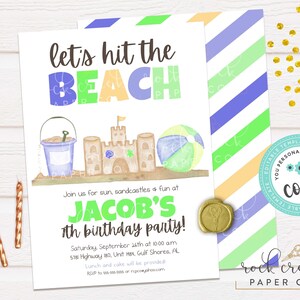 Sandcastles Birthday Invitation, Beach Birthday Party, Swim Party, Lake ...