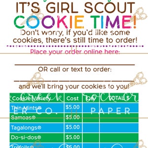 Girl Scout Cookie Door Hanger, Sorry We Missed You Door Hanger ...