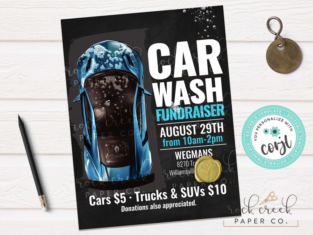 Car Wash Fundraiser Flyer: Editable Template (digital Download) - Etsy