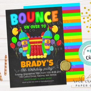 Bounce House Birthday Invitation, Neon Inflatable Invitation, Jumping ...