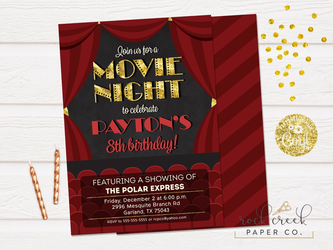 Movie Theatre Birthday Invitation Cinema Invitation Movie - Etsy