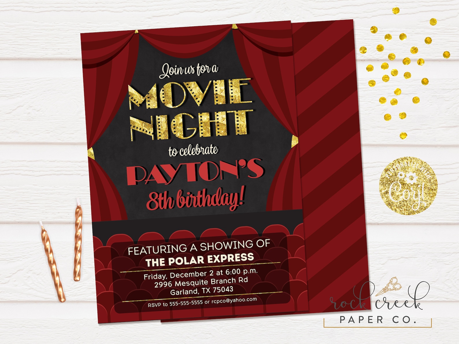 Movie Theatre Birthday Invitation Cinema Invitation Movie - Etsy